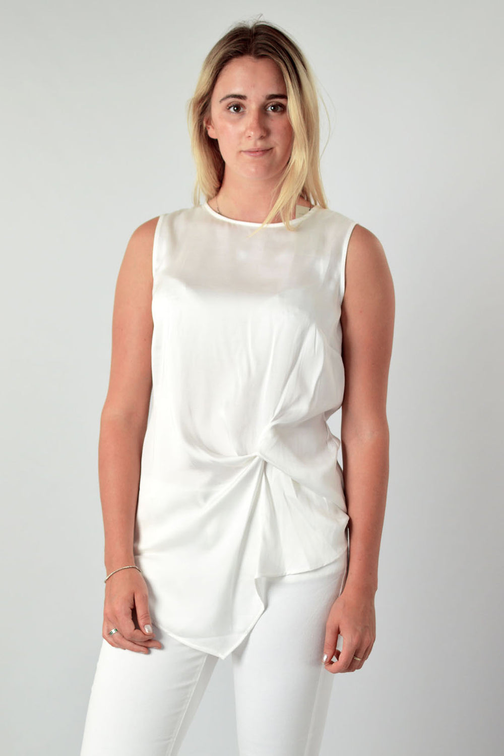 home tops secret label twist front sleeveless blouse
