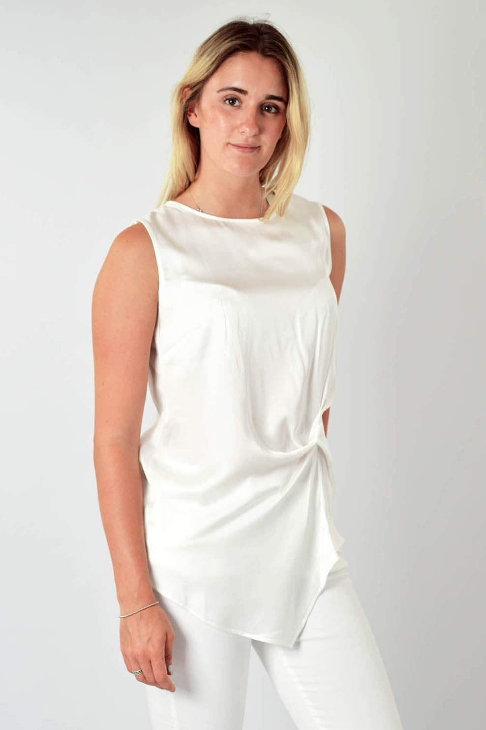 home tops secret label twist front sleeveless blouse