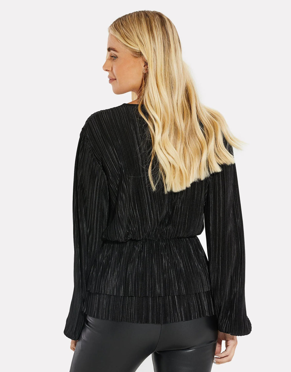 Plisse Long Sleeve Wrap Blouse – Secret Label