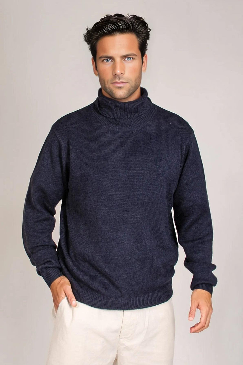 Mens navy roll neck Jumper – Secret Label