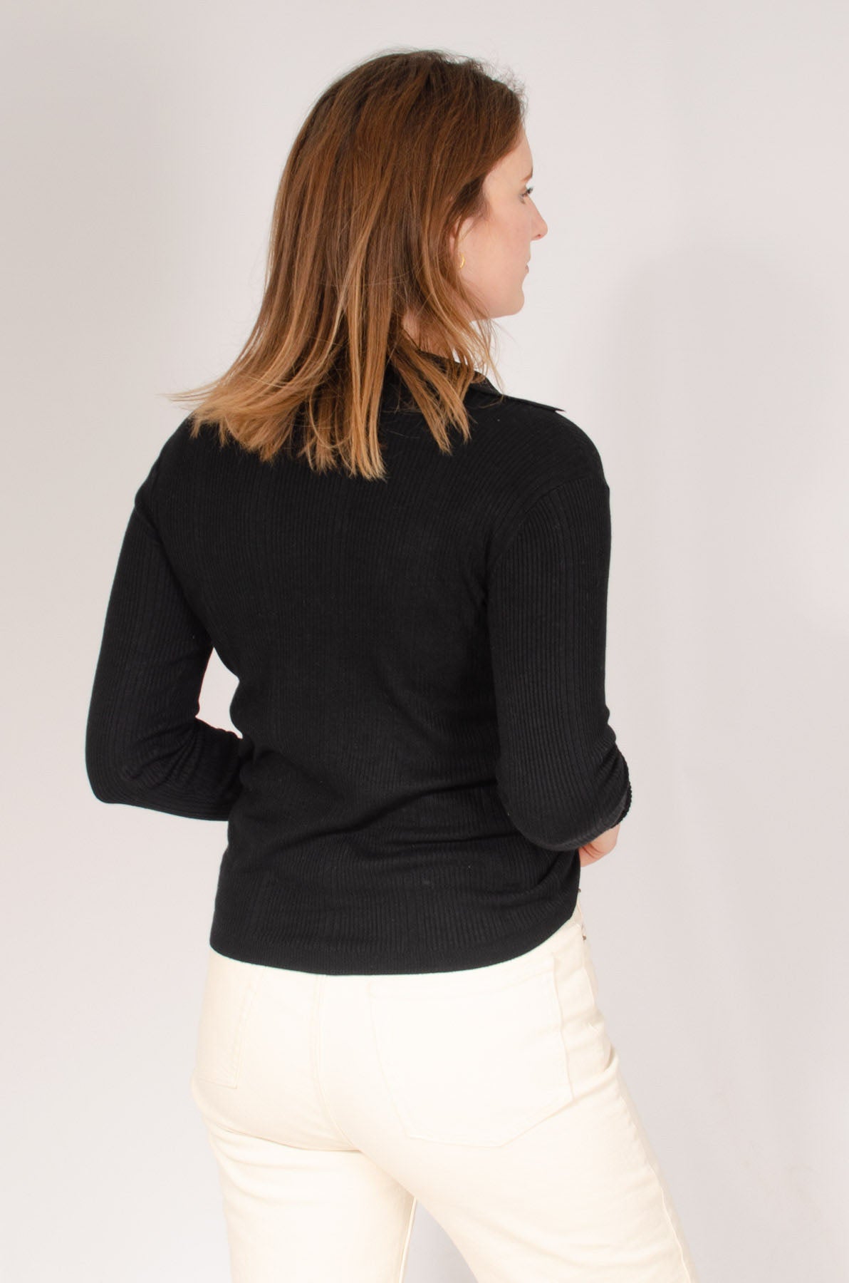 Ribbed Collared Long Sleeve Top – Secret Label
