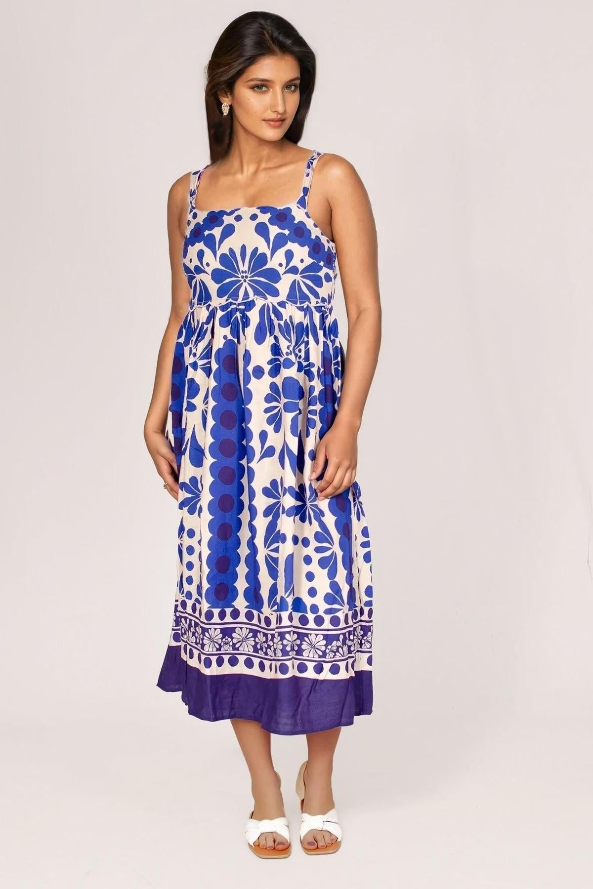Blue Floral Sleeveless Dress – Secret Label