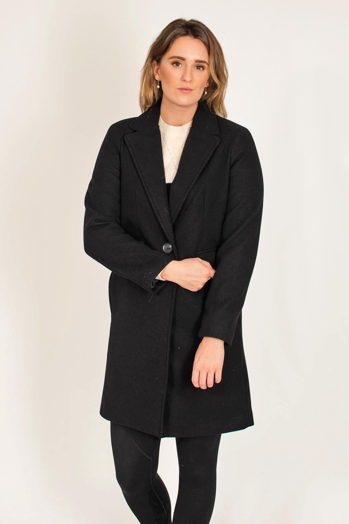 Black Single Breasted City Coat – Secret Label